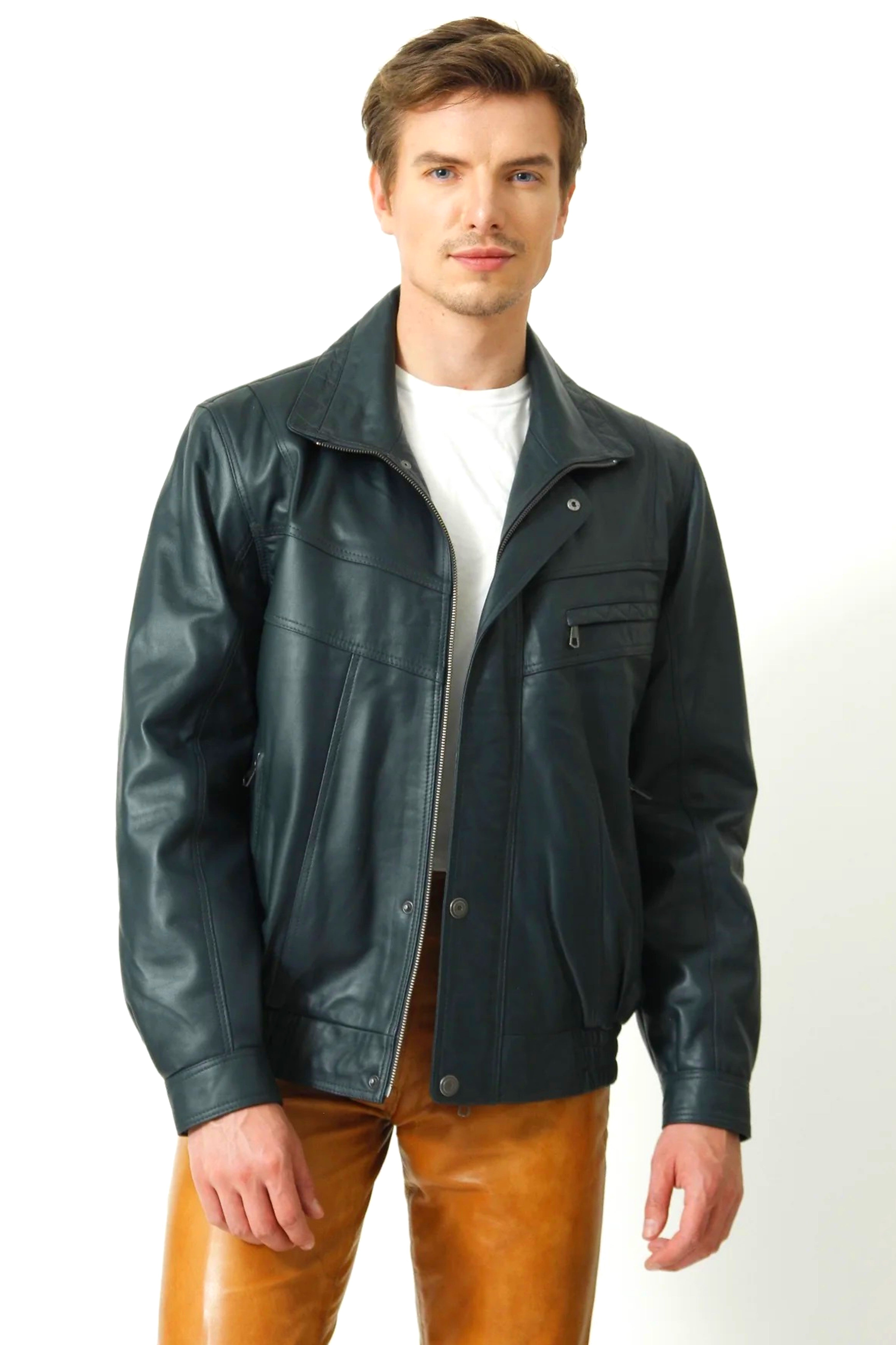 Elegantes Lederjacke Blouson Herren Bild